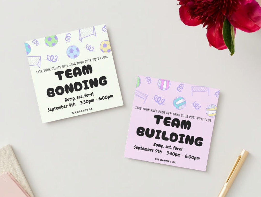 6 Team Building Invitations, Team Bonding, School Sport, JV Team, 6 ...