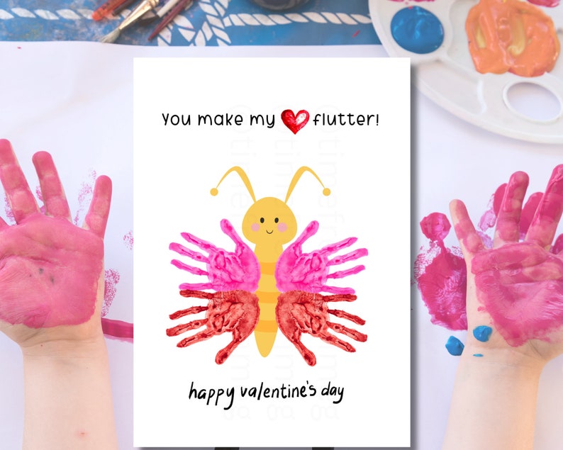 Butterfly Valentine Handprint Template Valentine Day Handprint Art ...