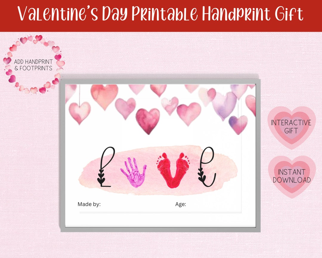 Valentine Handprint Template |valentine Day Handprint Art |handprint ...
