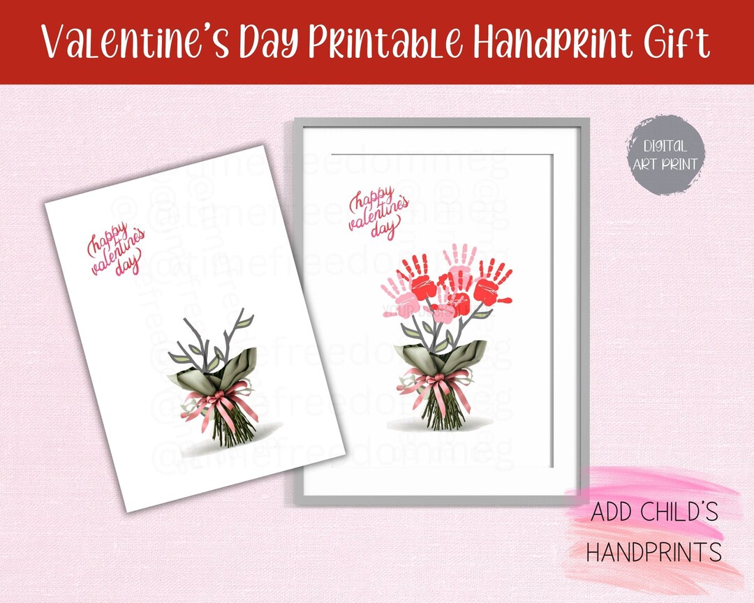 Valentine Handprint Template valentine Day Handprint Art handprint Valentine Printable valentine ...