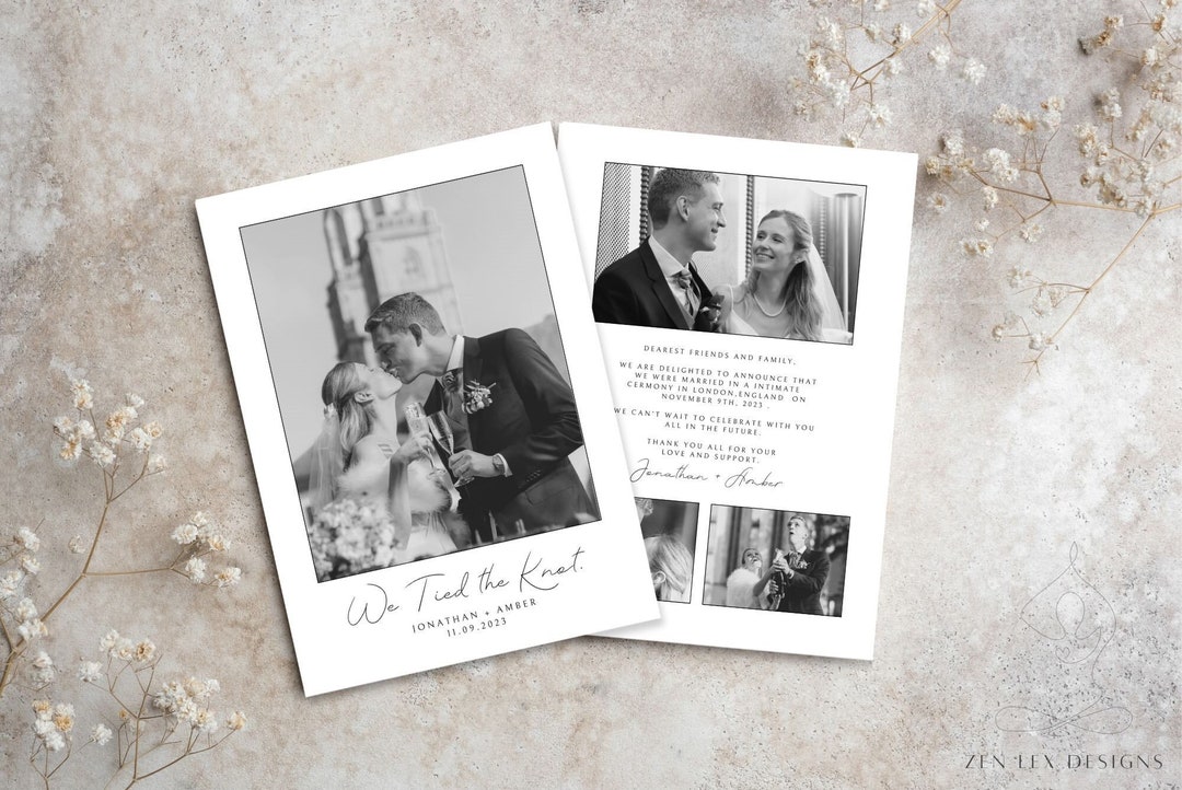Editable Wedding Announcement Template: "we Tied the Knot!" (digital ...