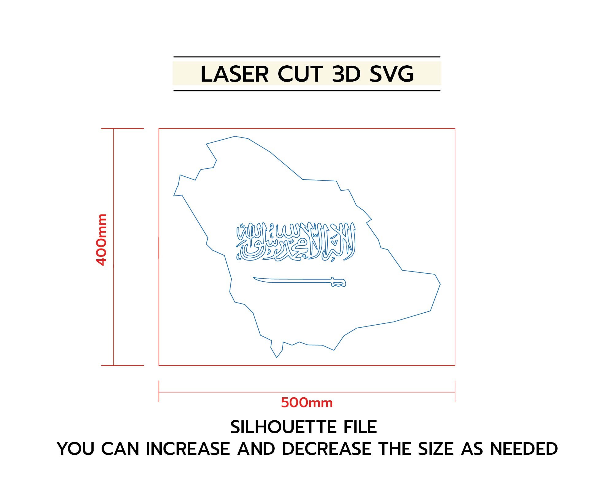 Saudi Arabia Map Sign Shahada Flag Muslim Home Decor for Wood Cut Files ...