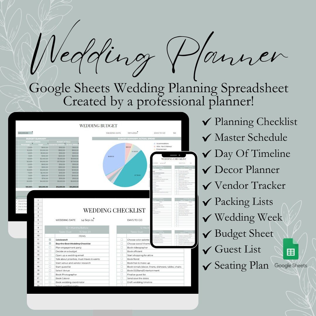 Wedding Planning Template, Wedding Planner Template, Digital Wedding ...