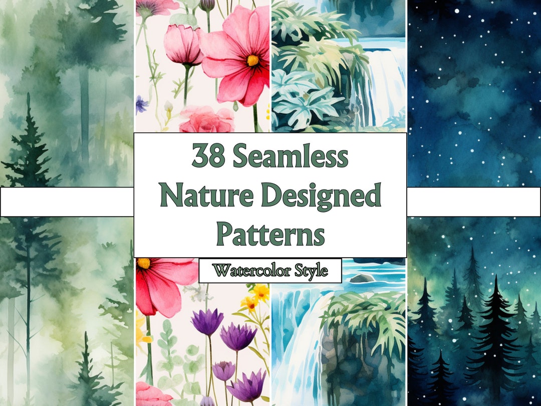 Nature-inspired Watercolor Digital Papers, Seamless Natural Textures ...