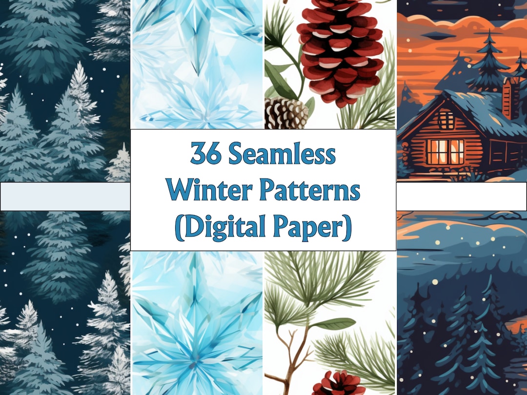 Winter Theme Digital Papers, Instant Download Snowy Patterns, Scrapbook ...