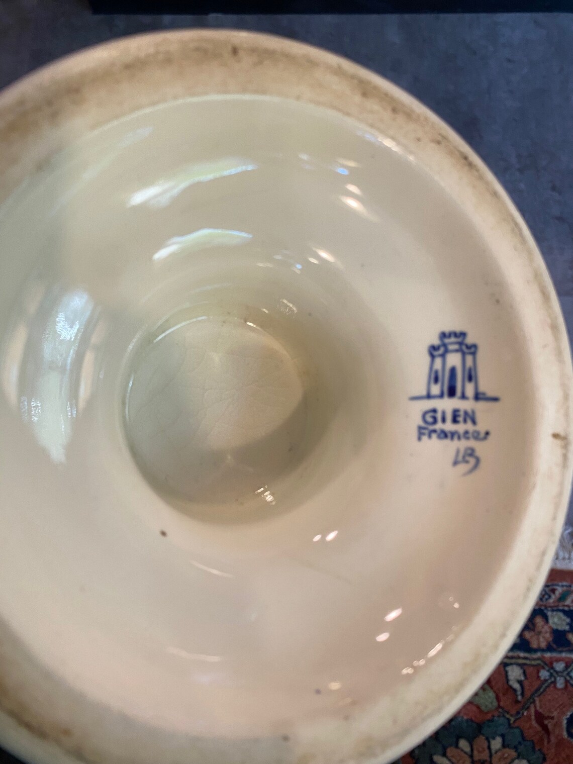 Rare Faience Gien, Renaissance Blue Vase, Vintage French Pottery Made ...