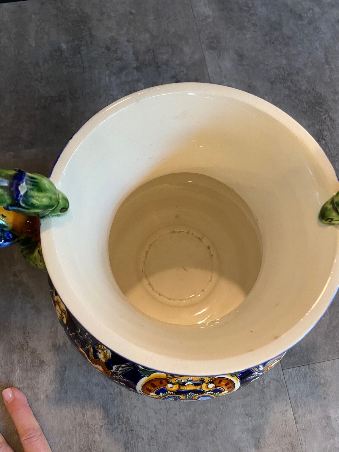 Rare Faience Gien, Renaissance Blue Vase, Vintage French Pottery Made ...