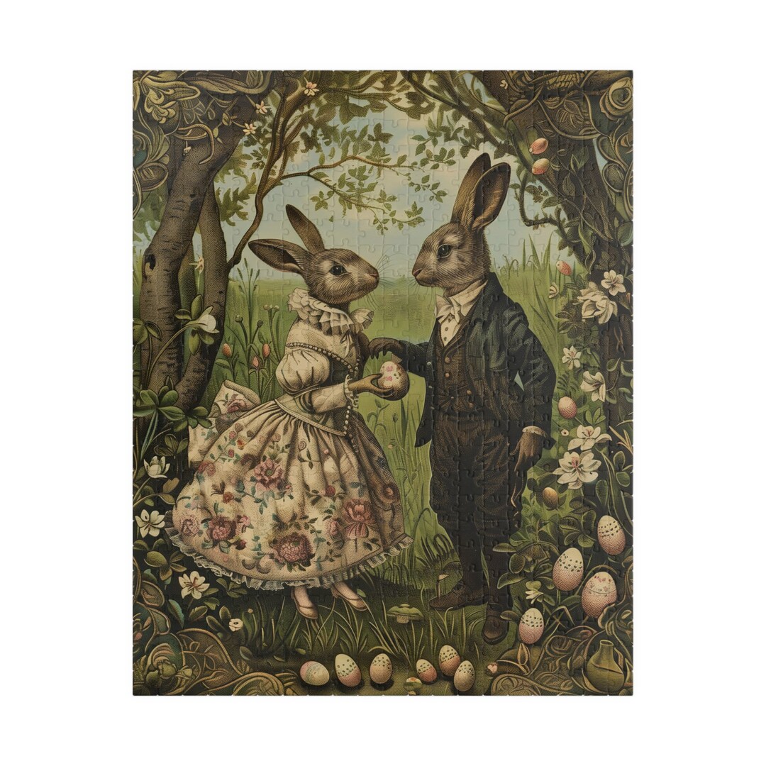 Vintage 1800s Style Easter Bunny and Wife Puzzle in 110, 252 and 520 ...