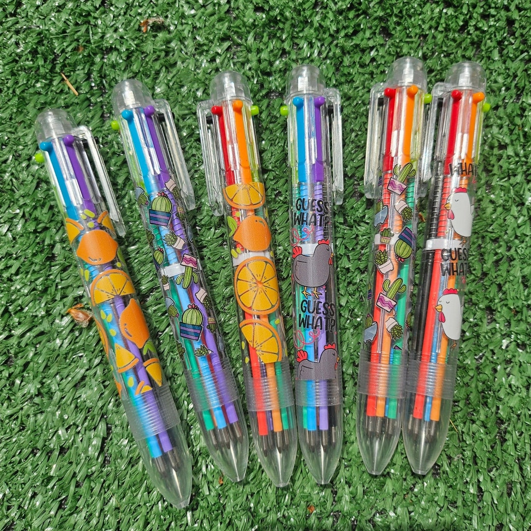 Multicolor 6 in One Ballpoint Pen With Cute Transfers for Kids Adults ...