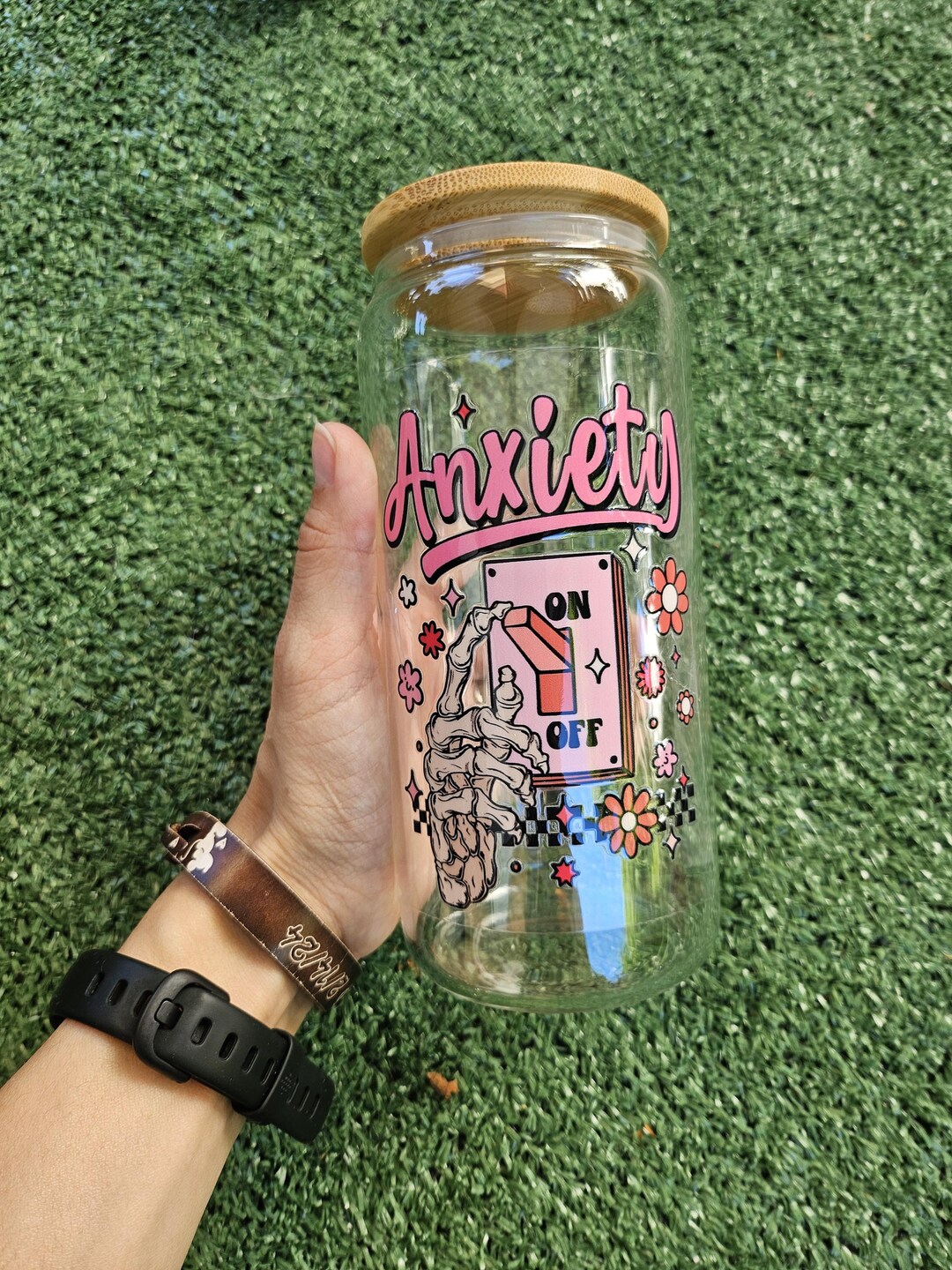 ANXIETY Halloween Glass 20oz Cup / Funny Daily Living/ Friend Prank Fun ...