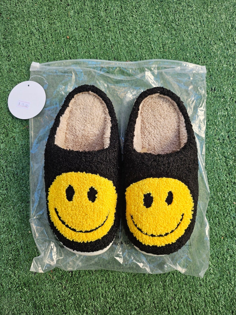 SMILEY FACE Slippers Cozy Comfy High Quality Add Gift Matchy Neutral ...