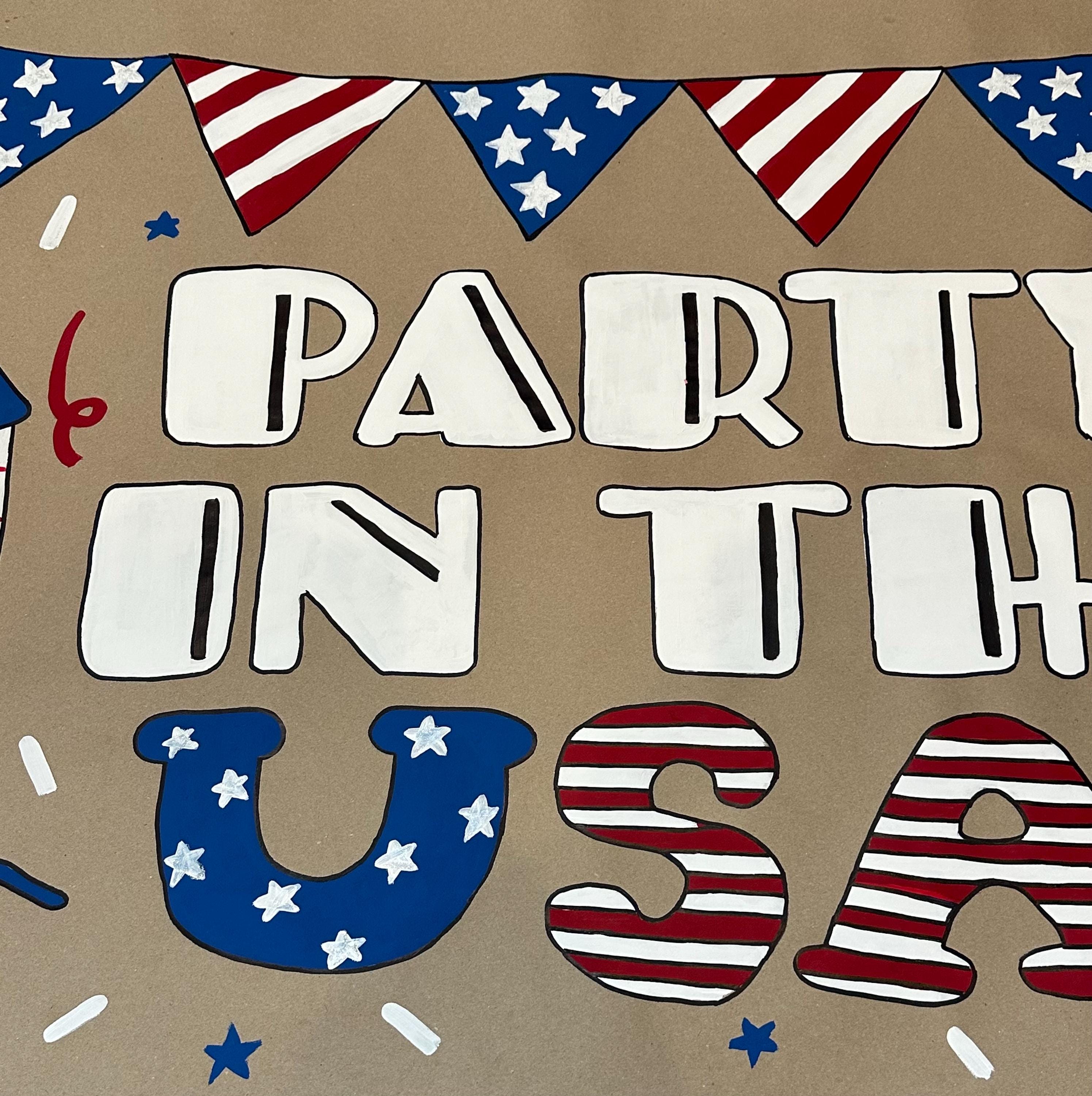 Hand-painted 4th of July Banner – 35” X 60” —patriotic Party Décor ...