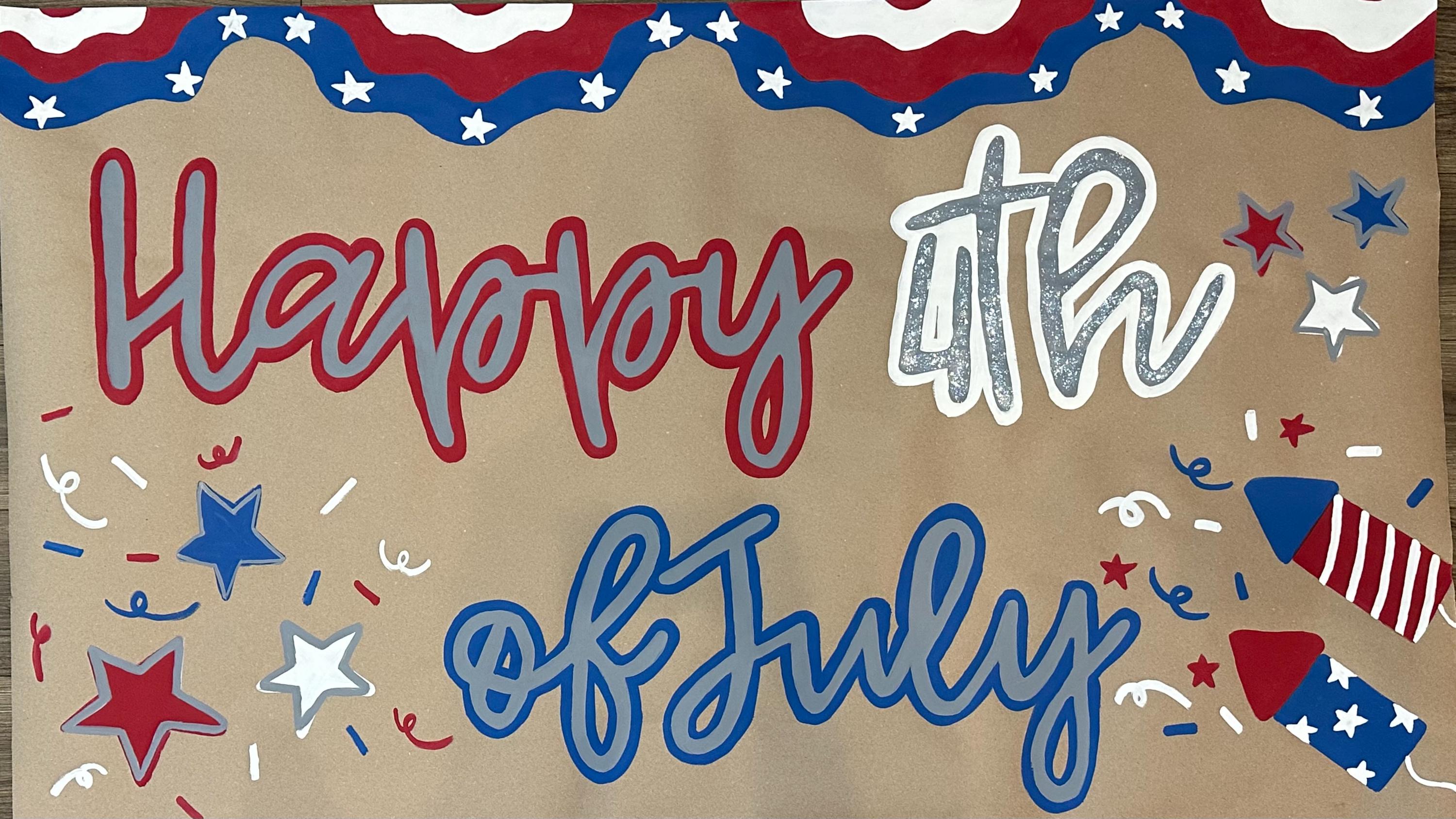 Hand-painted 4th of July Banner – 35” X 60” —patriotic Party Décor ...