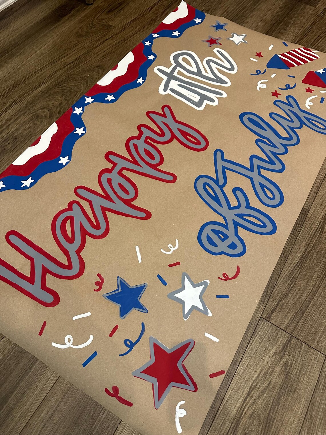Hand-painted 4th of July Banner – 35” X 60” —patriotic Party Décor ...