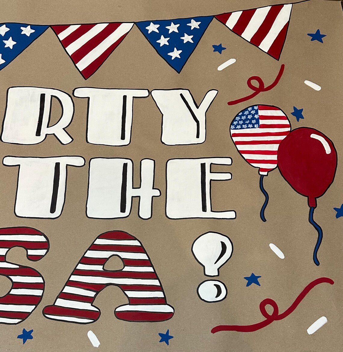 Hand-painted 4th of July Banner – 35” X 60” —patriotic Party Décor ...