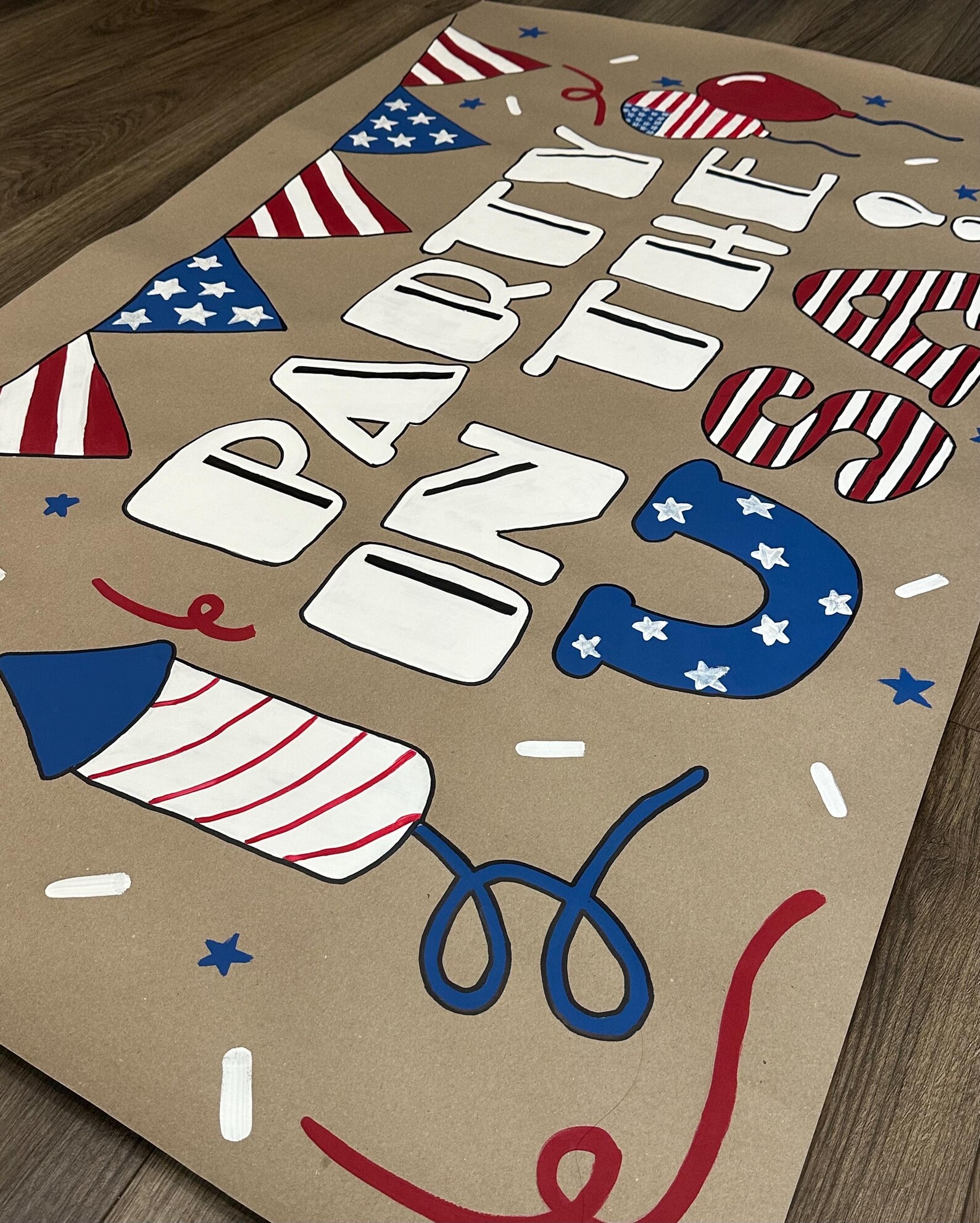 Hand-painted 4th of July Banner – 35” X 60” —patriotic Party Décor ...
