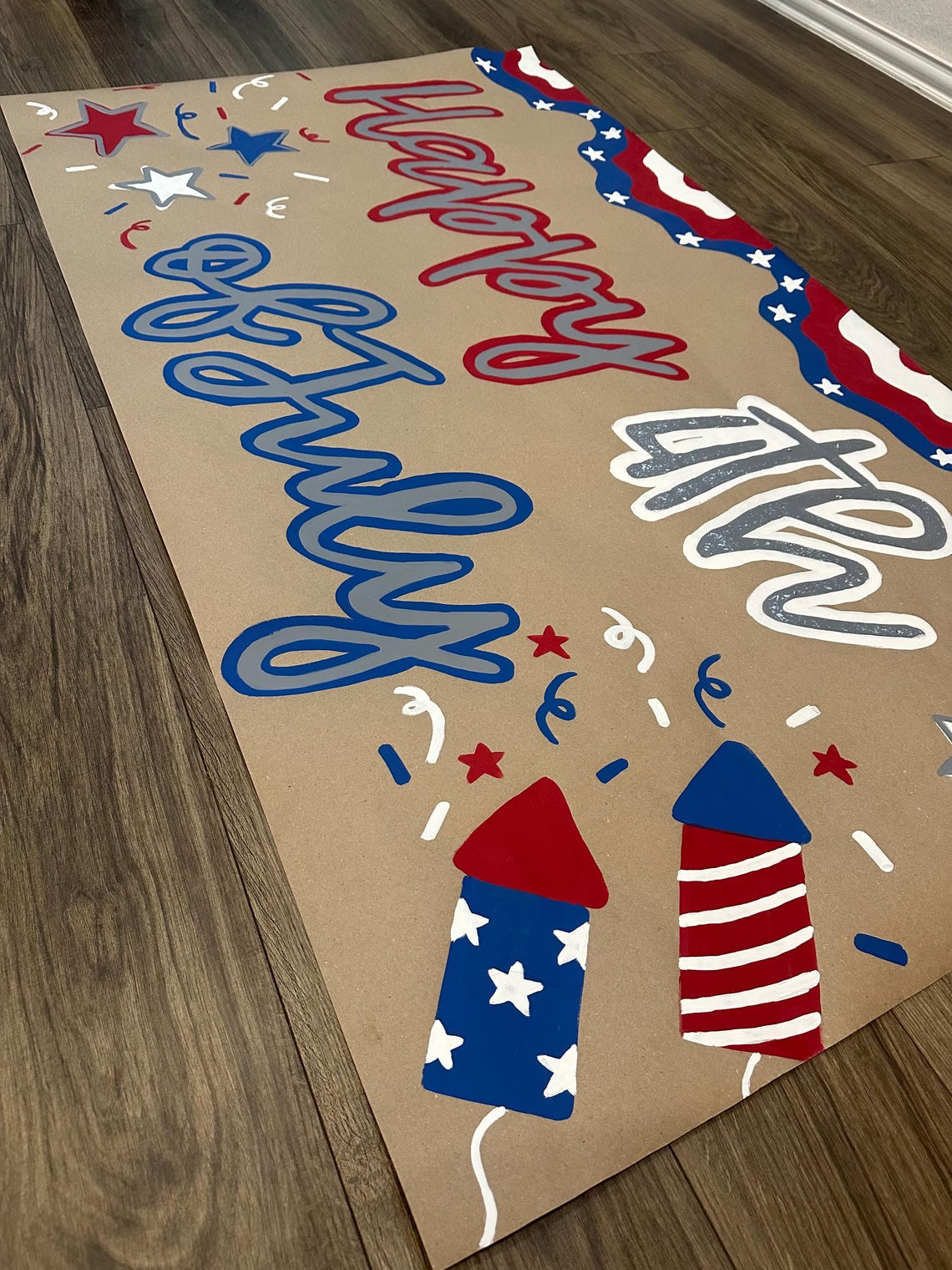 Hand-painted 4th of July Banner – 35” X 60” —patriotic Party Décor ...