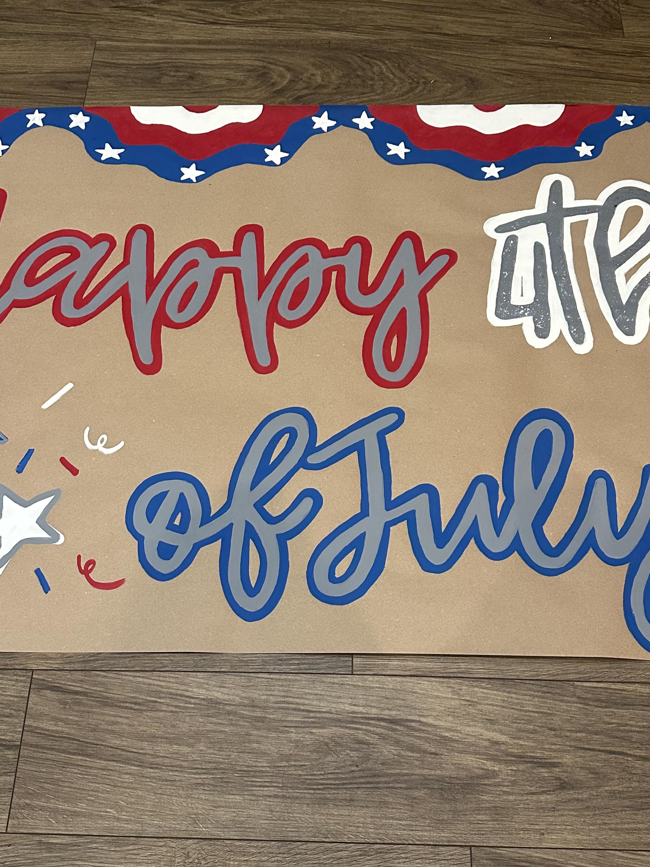 Hand-painted 4th of July Banner – 35” X 60” —patriotic Party Décor ...
