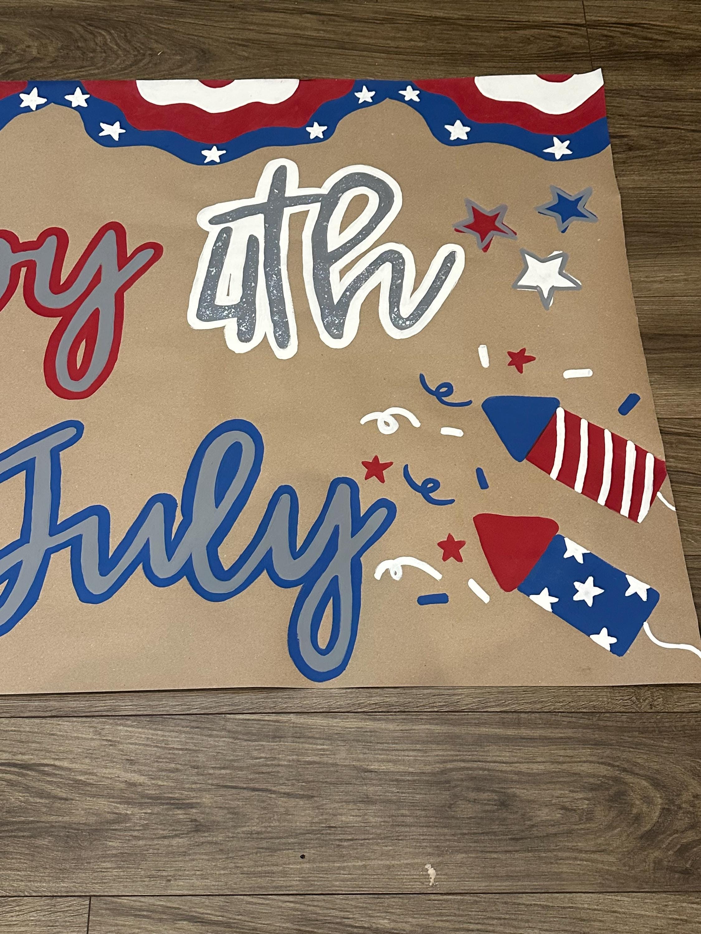 Hand-painted 4th of July Banner – 35” X 60” —patriotic Party Décor ...