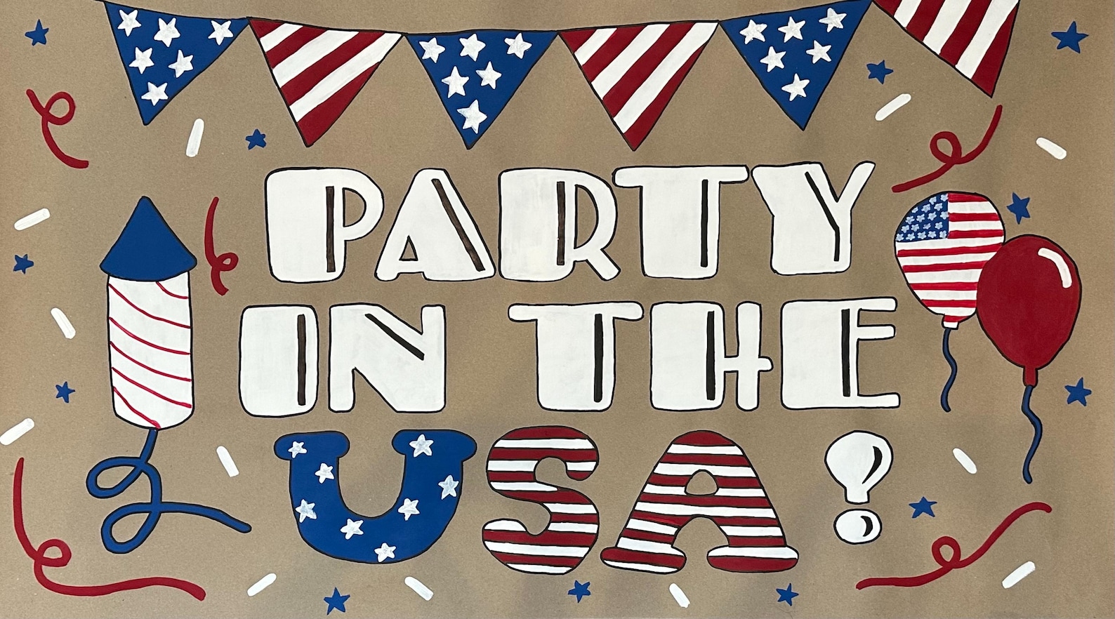 Hand-painted 4th of July Banner – 35” X 60” —patriotic Party Décor ...