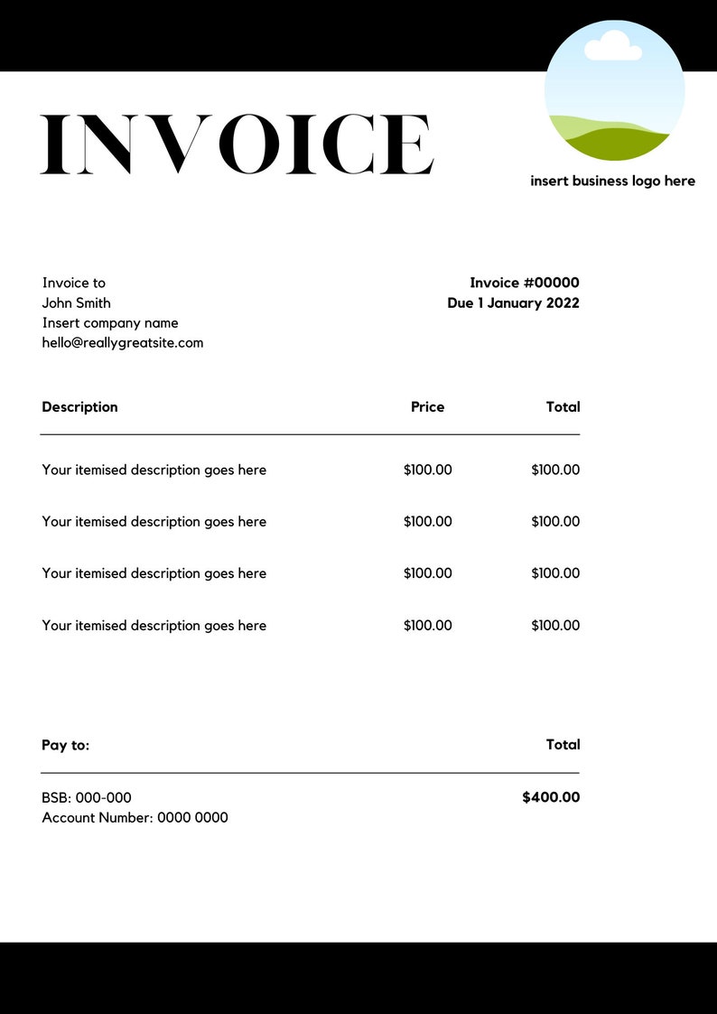 Editable Business Invoice- Business Essential - Etsy