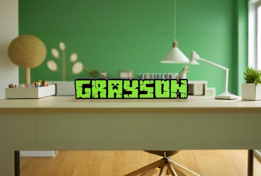 Custom Minecraft Style Name Plate | Personalized Desk Sign | Cake ...