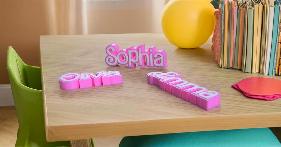 Custom Barbie Style Name Plate | Personalized Desk Sign | Cake Topper ...