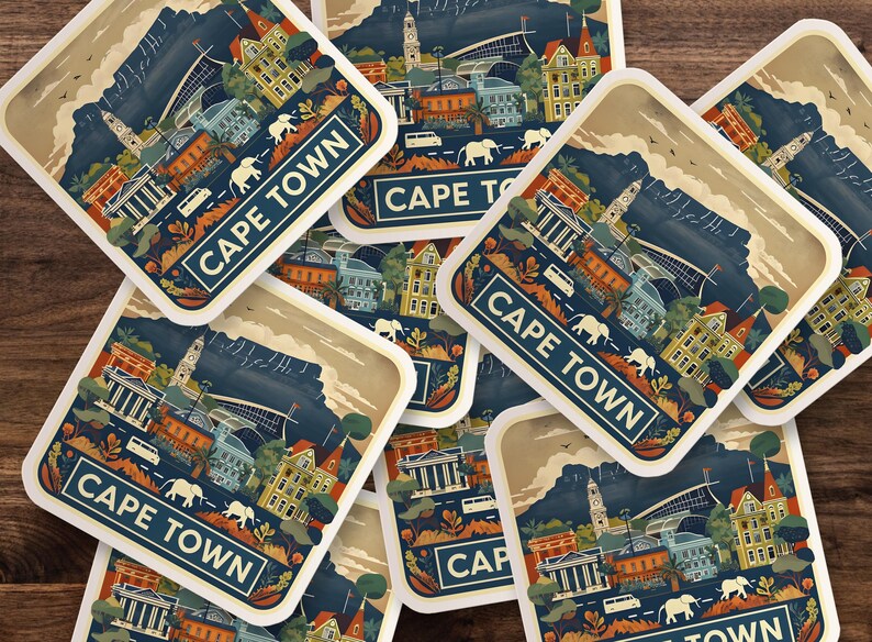 Cape Town Sticker - Table Mountain Souvenir Vinyl Sticker, South Africa ...