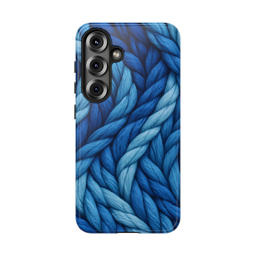 Blue Yarn Pattern Samsung & Google Phone Case • Cozy Winter Phone Cover ...