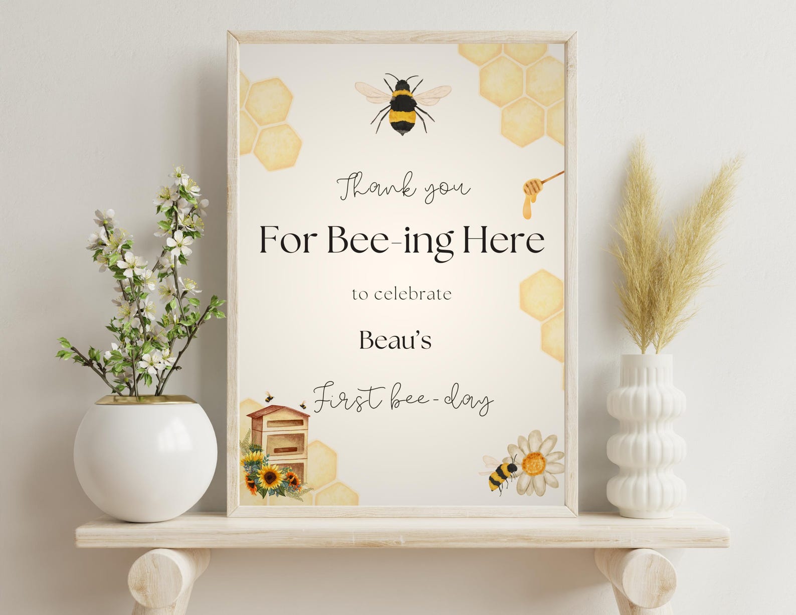 Bee Birthday Sign | Baby's First Bee-day | Bumblebee Birthday | 1st ...
