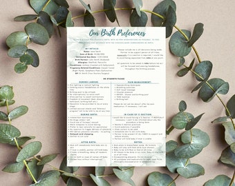 Birth Plan Preferences Editable Template - Etsy