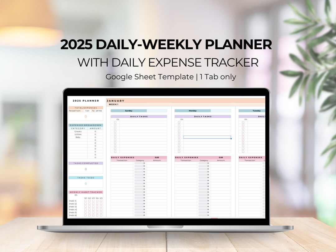 2025 Daily Weekly Planner With Daily Spend Tracker - Etsy