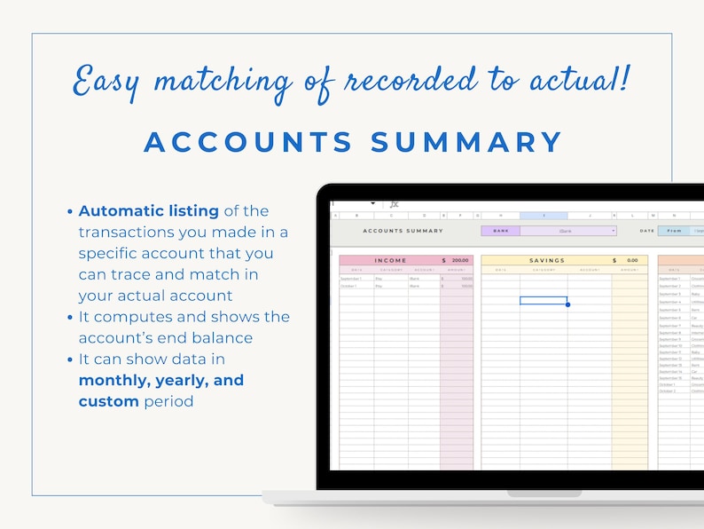2025 Budget Planner Google Sheets Multiple Bank Account Tracker 50/30 ...