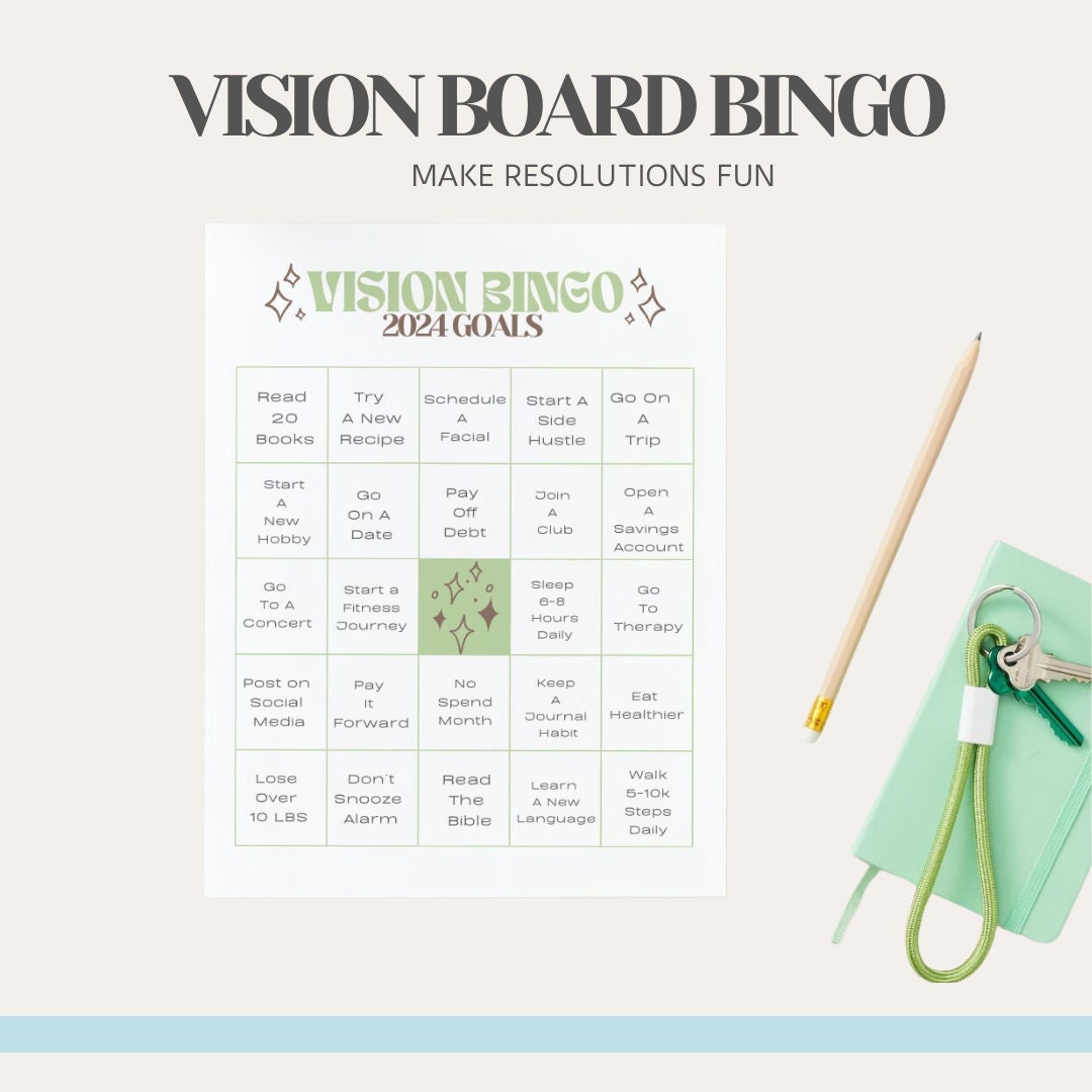 2024 Vision Bingo Card, Vision Bingo, New Year Bingo Card, COLOR Vision ...