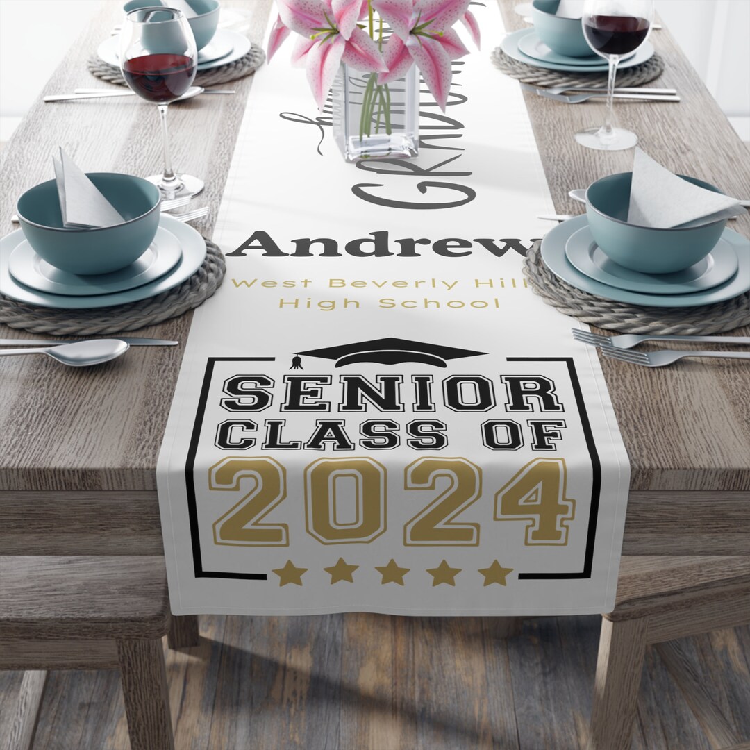 Graduation Table Runner, Custom Graduation Decoration, Class of 2024 ...