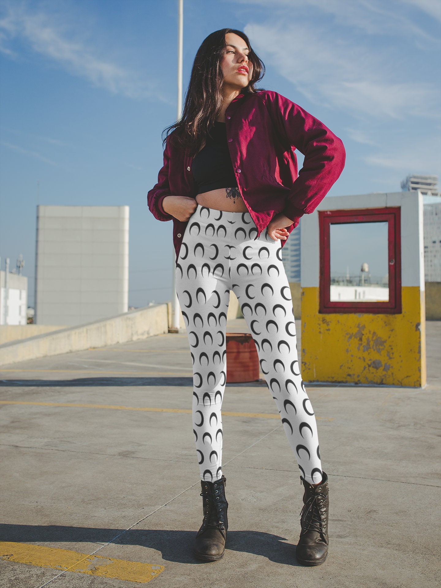 Yoga Leggings for Women, Moon Leggings Design, Workout Leggings, Moon ...