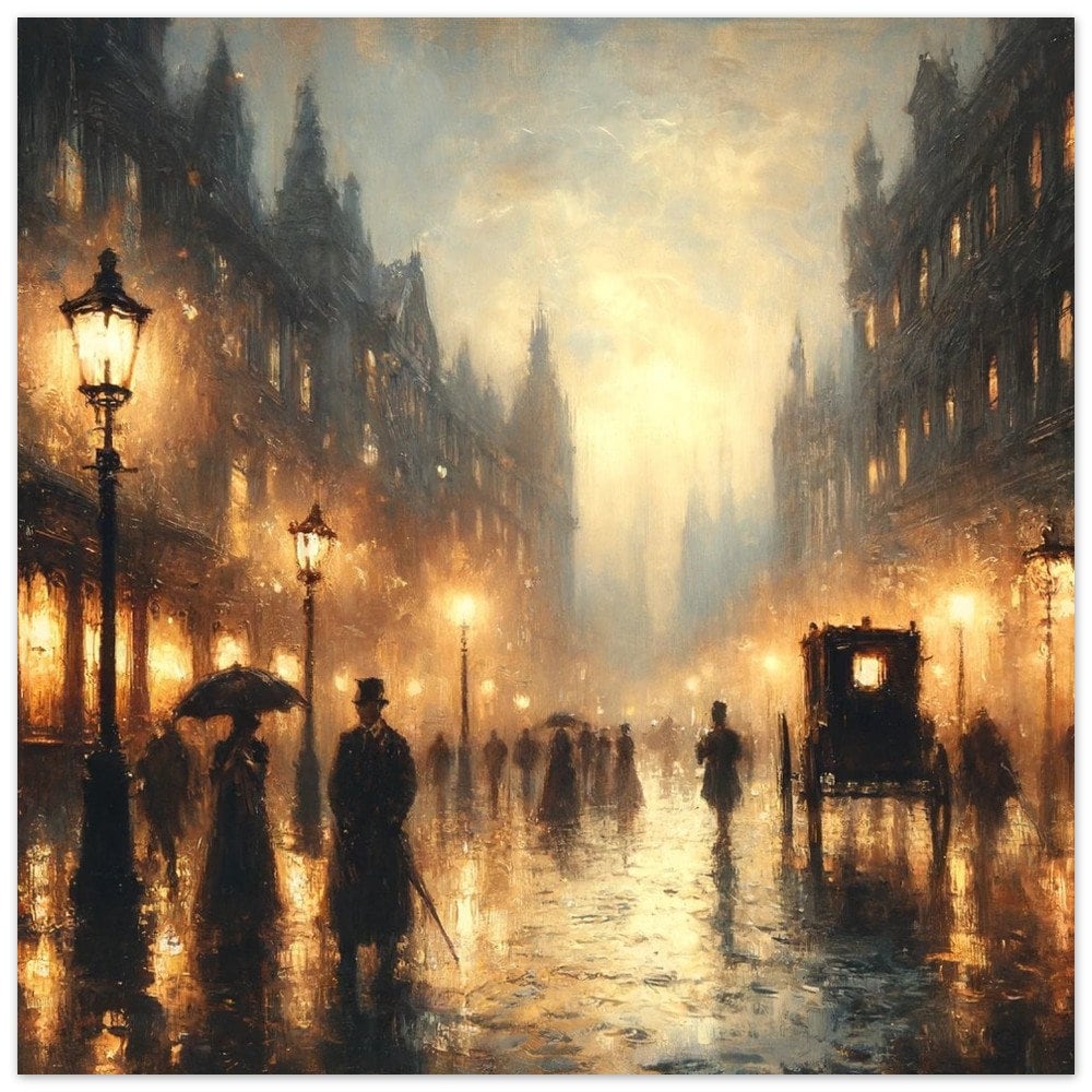 Victorian Rainy Evening Watercolor Painting, Classic Art Vibe, Rainy ...