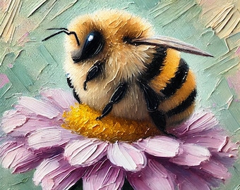 DIGITAL PRINT Chubby Bee, Bee Art, Bee Painting, Cute Bumblebee, Fluffy ...