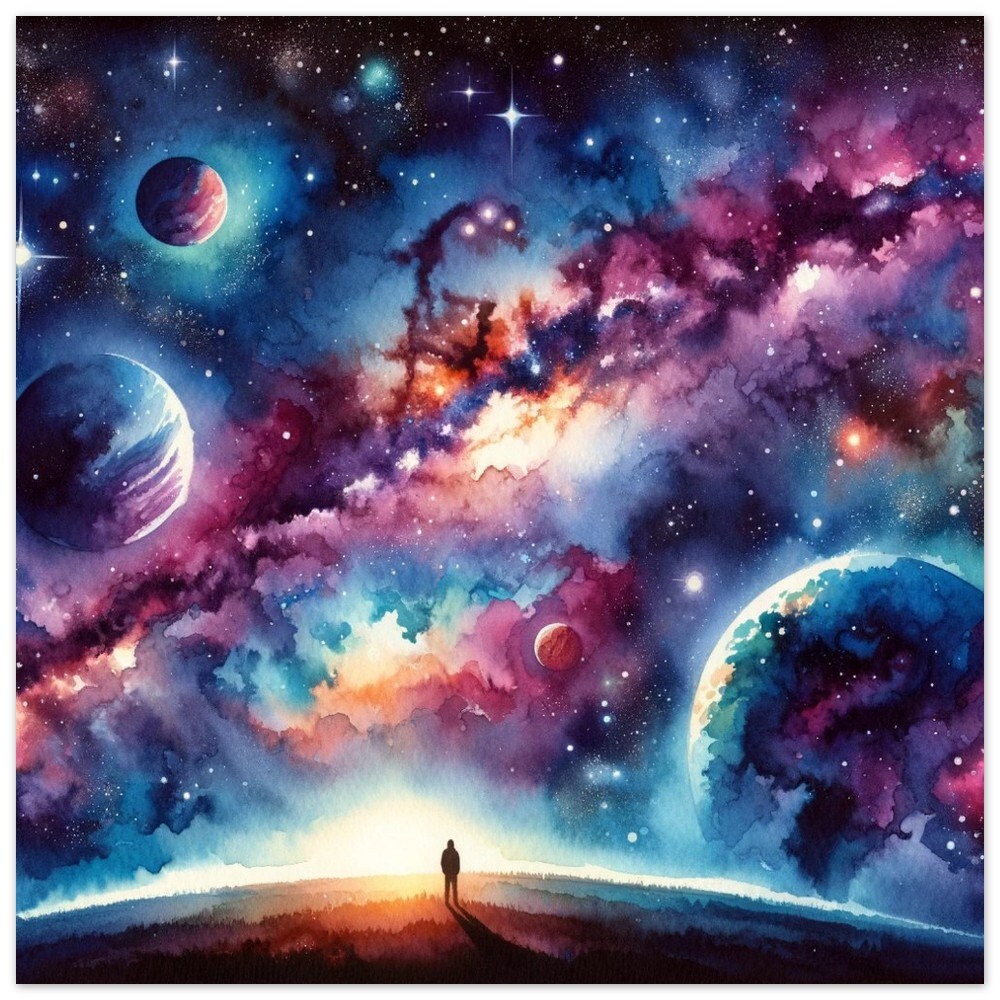Cosmic Journey, Space Art, Space Watercolor, Colorful Galaxy Watercolor ...