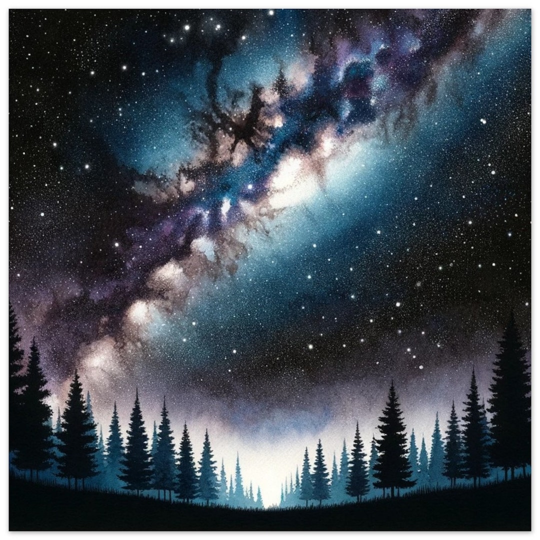 Milky Way Watercolor, Watercolor Home Decor, Night Sky Watercolor ...