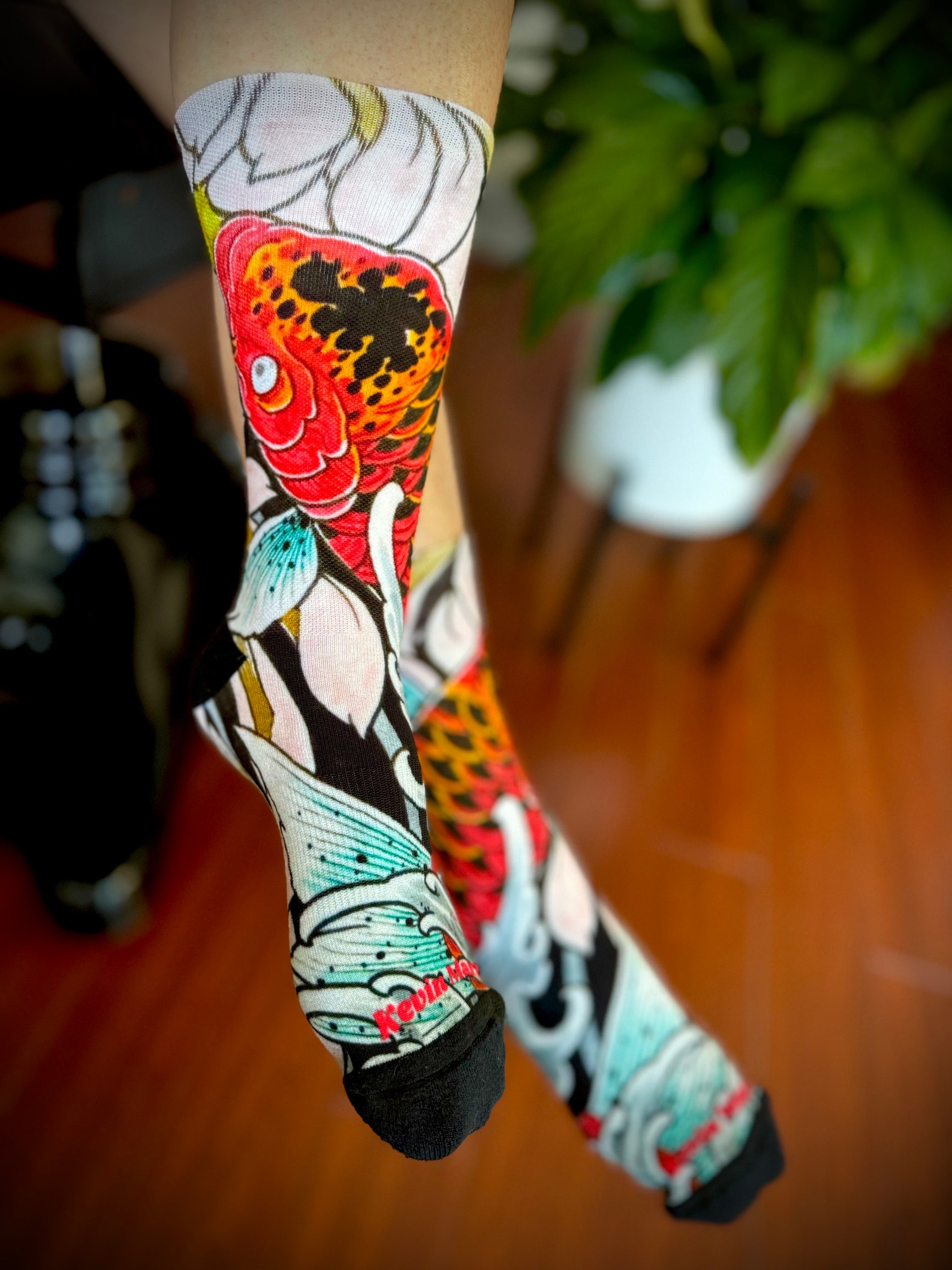 Traditional Japanese Koi Tattoo Art Cushioned Crew Socks Stylish Custom ...
