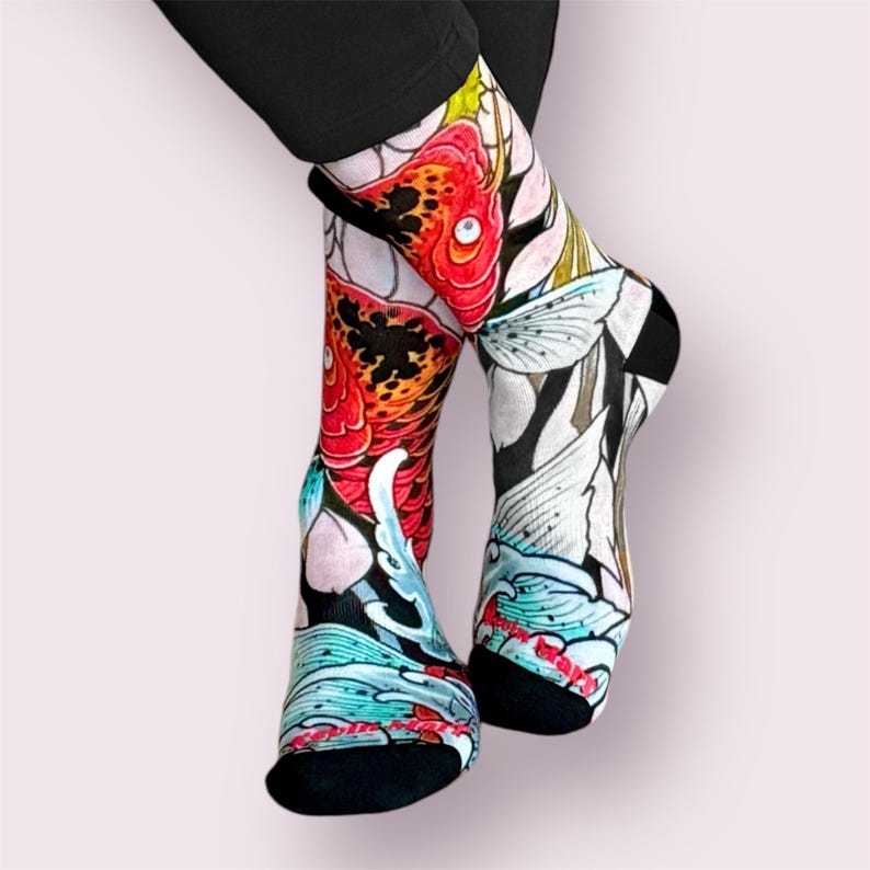 Koi Fish Socks: Japanese Tattoo Art Design - Etsy