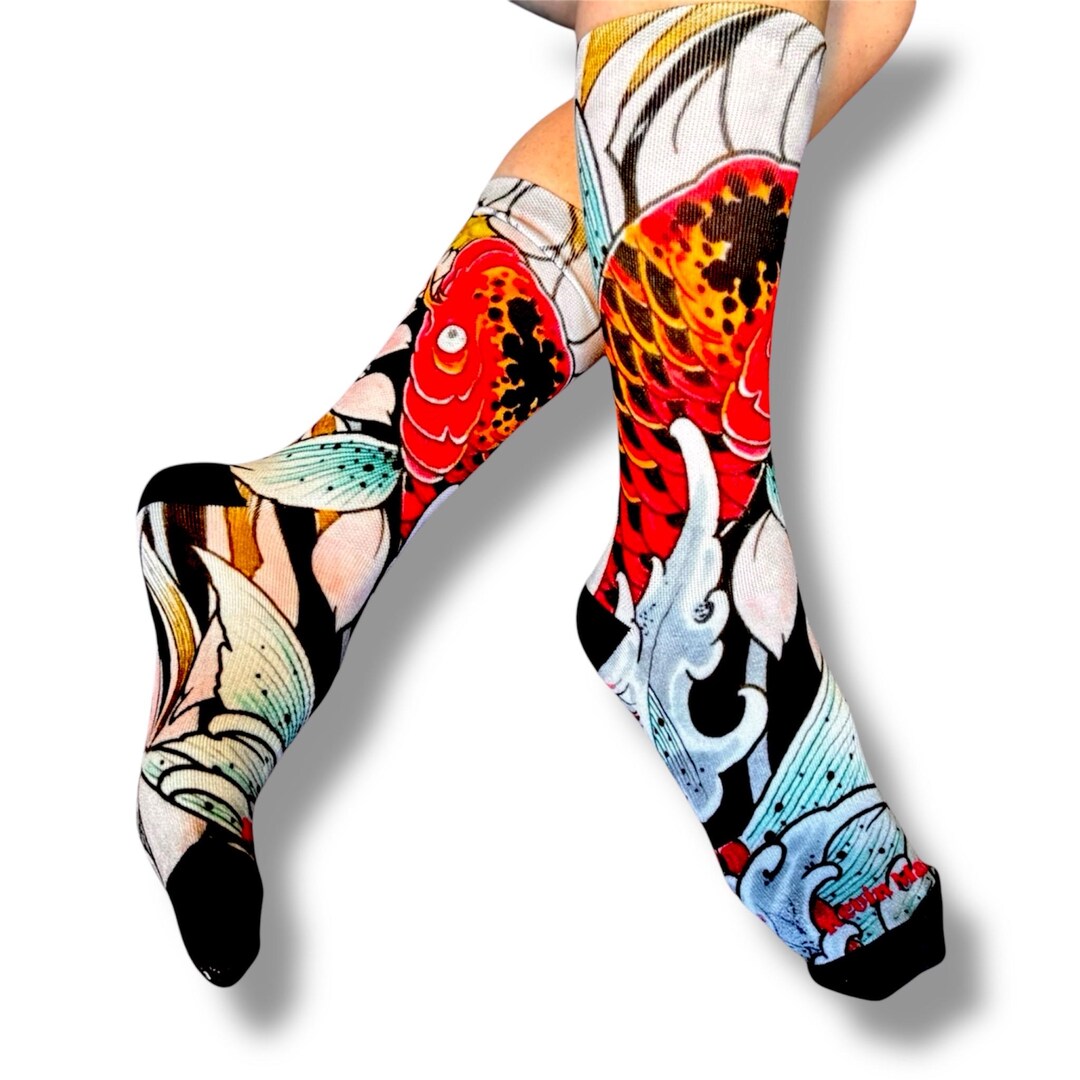 Koi Fish Socks: Japanese Tattoo Art Design - Etsy