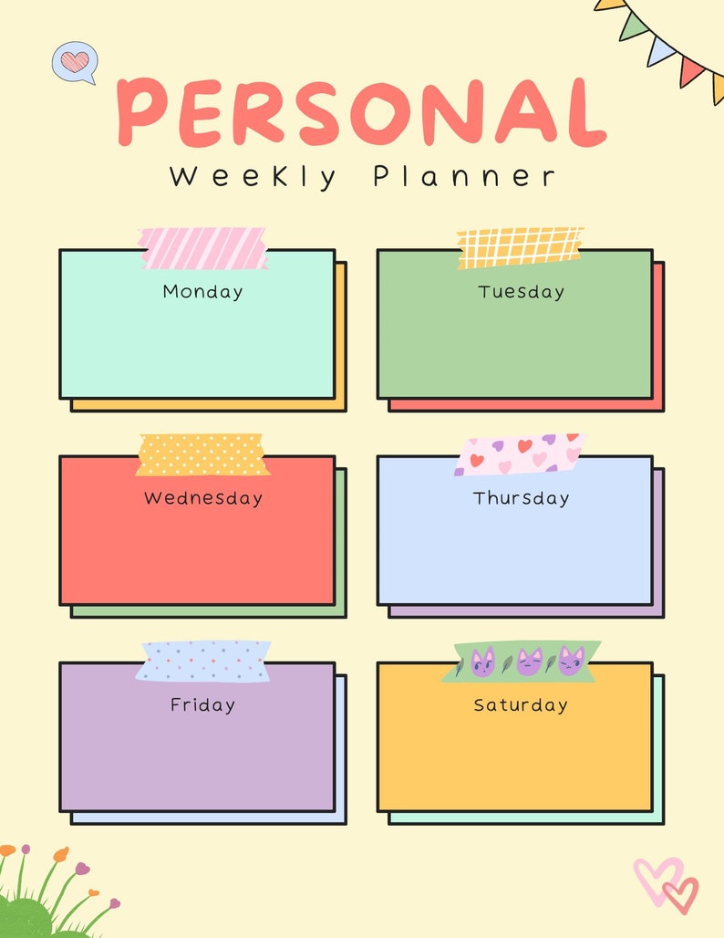 Personal Planner Pack, Pack of 4 Daily and Weekly Planners, Cute Kawaii ...
