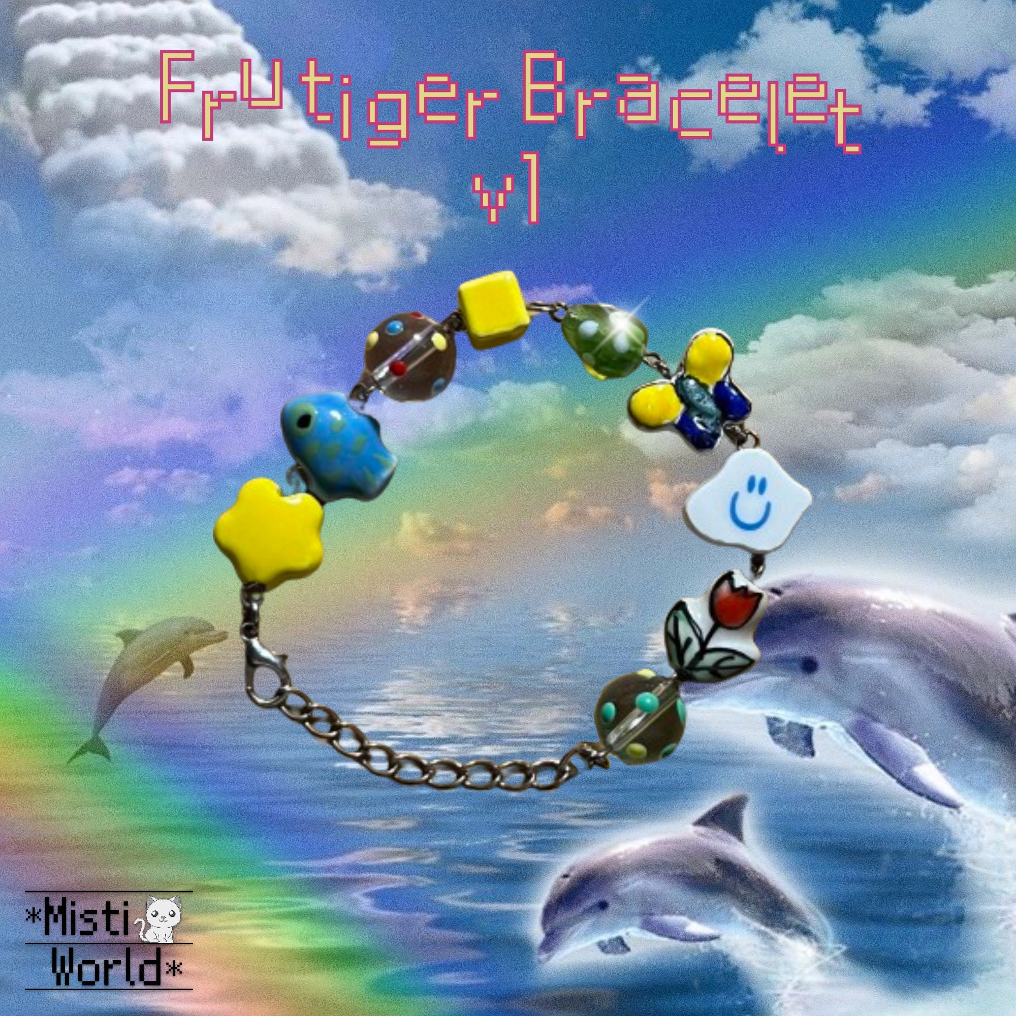 Frutiger Aero Style Bracelet V1 Star/fish/marble/smiley Charms - Etsy