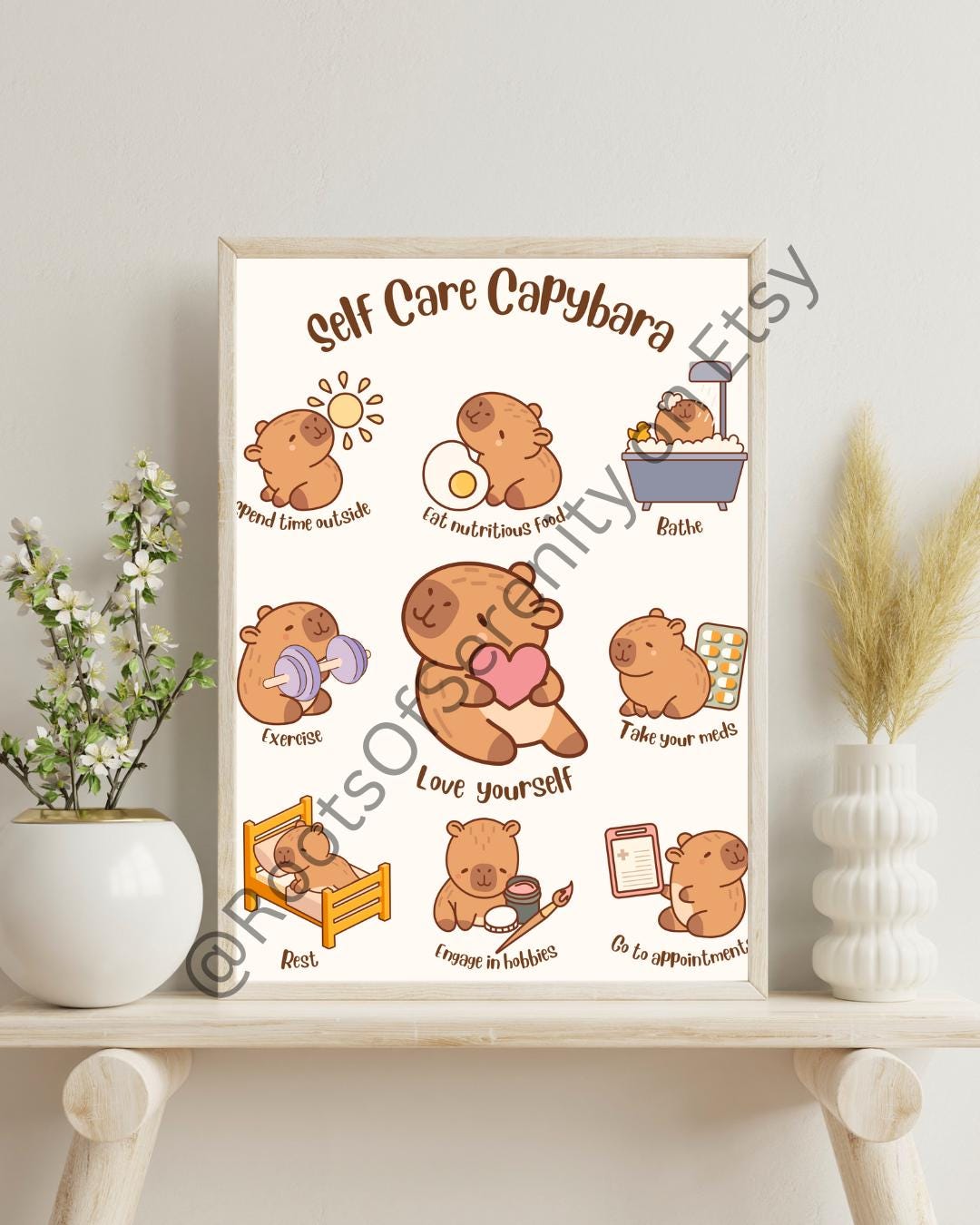 Capybara Self Care Poster, Therapist Poster, Office Decor, Self Care ...