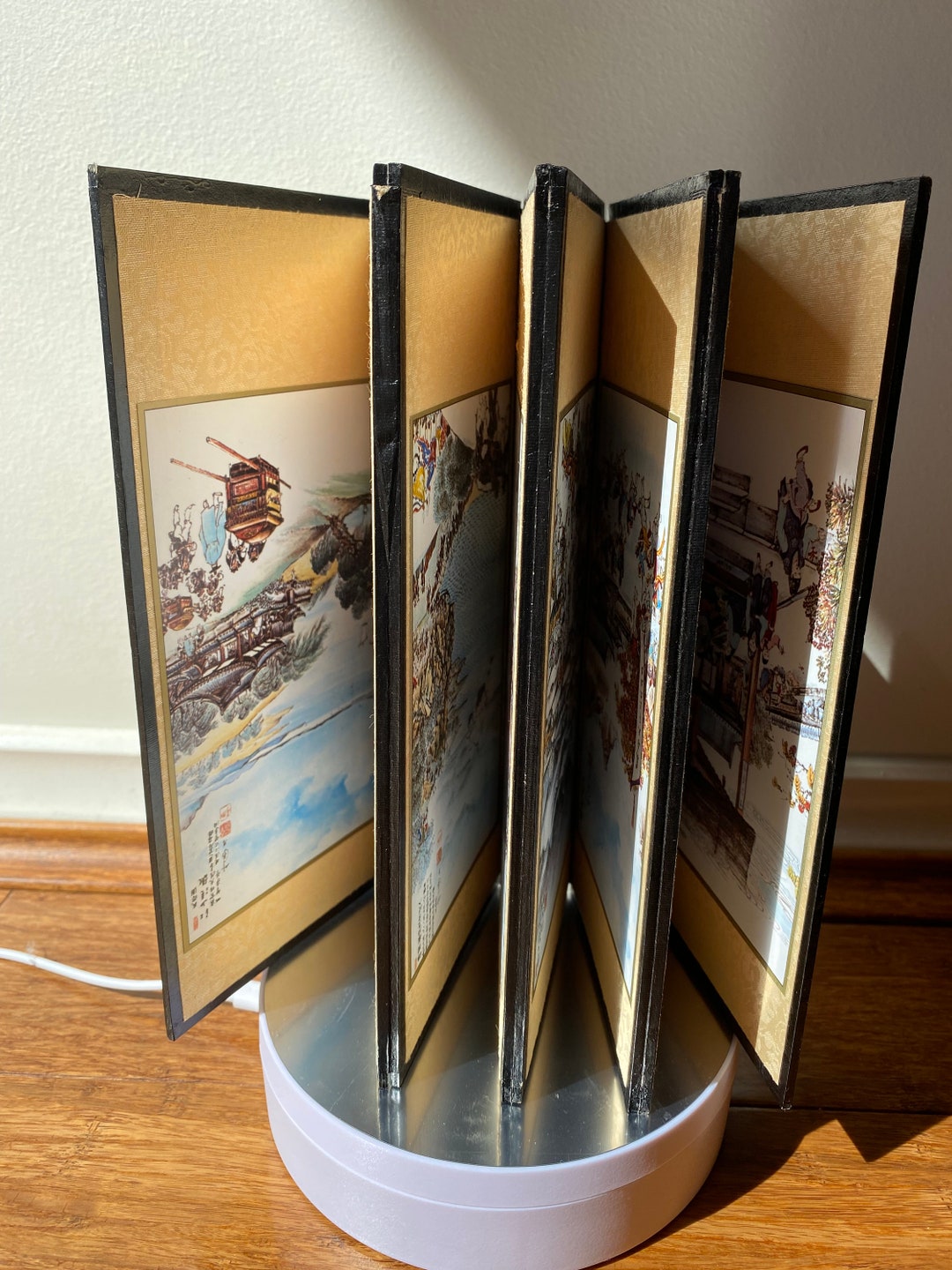 Vintage Asian Tabletop Folding Mini-screen, Vintage Decor, Collectible ...