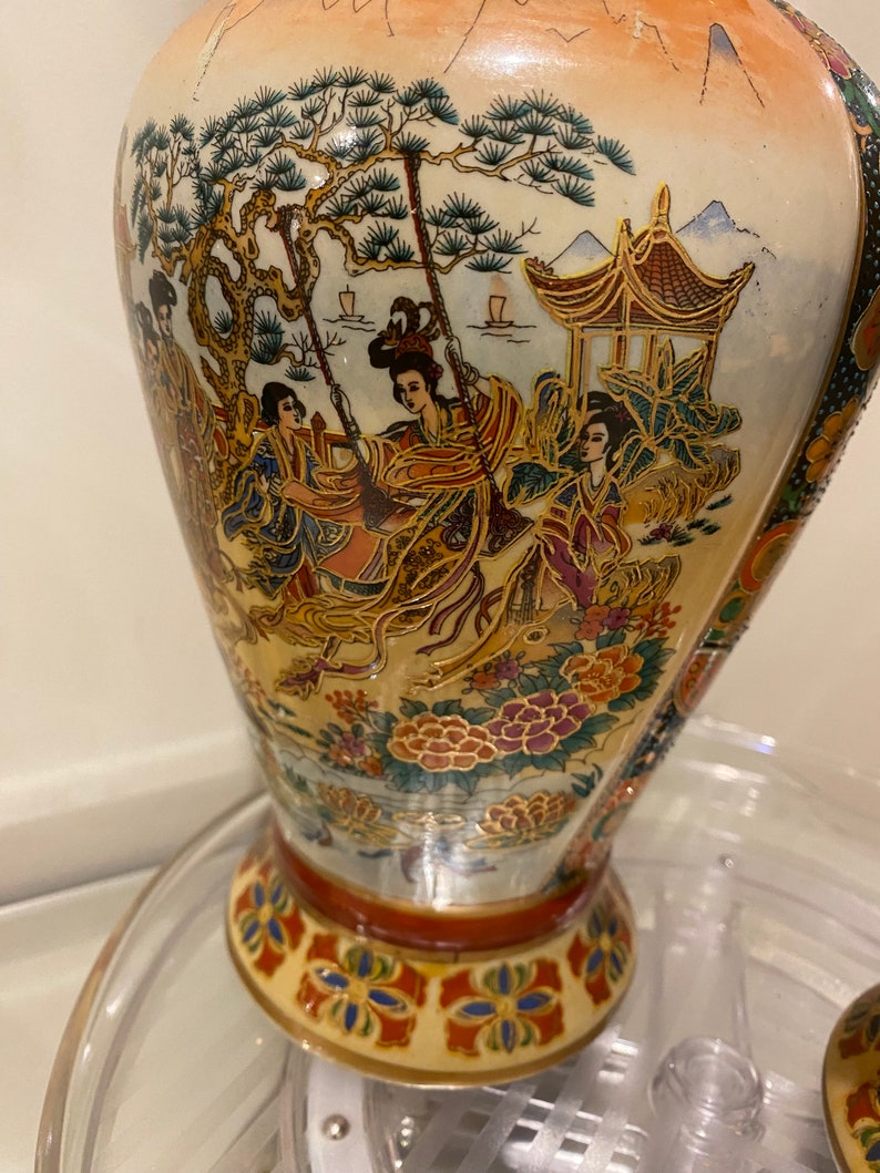 Vintage Gold Gilded Two Beautiful Chinese Vases - Etsy