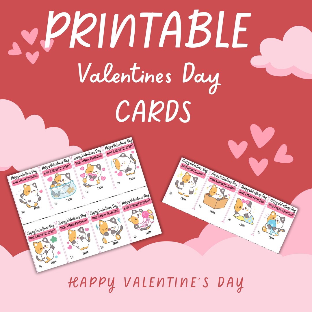 Printable Class Valentines Day Card, Digital Download for Printable ...