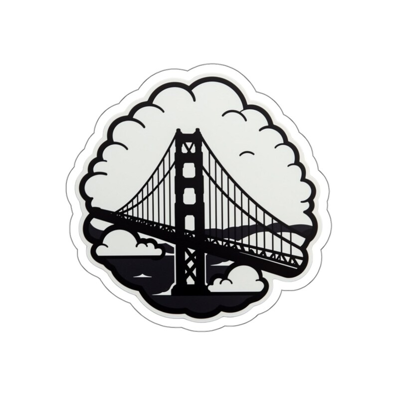 Golden Gate Bridge B&W Sticker - Etsy